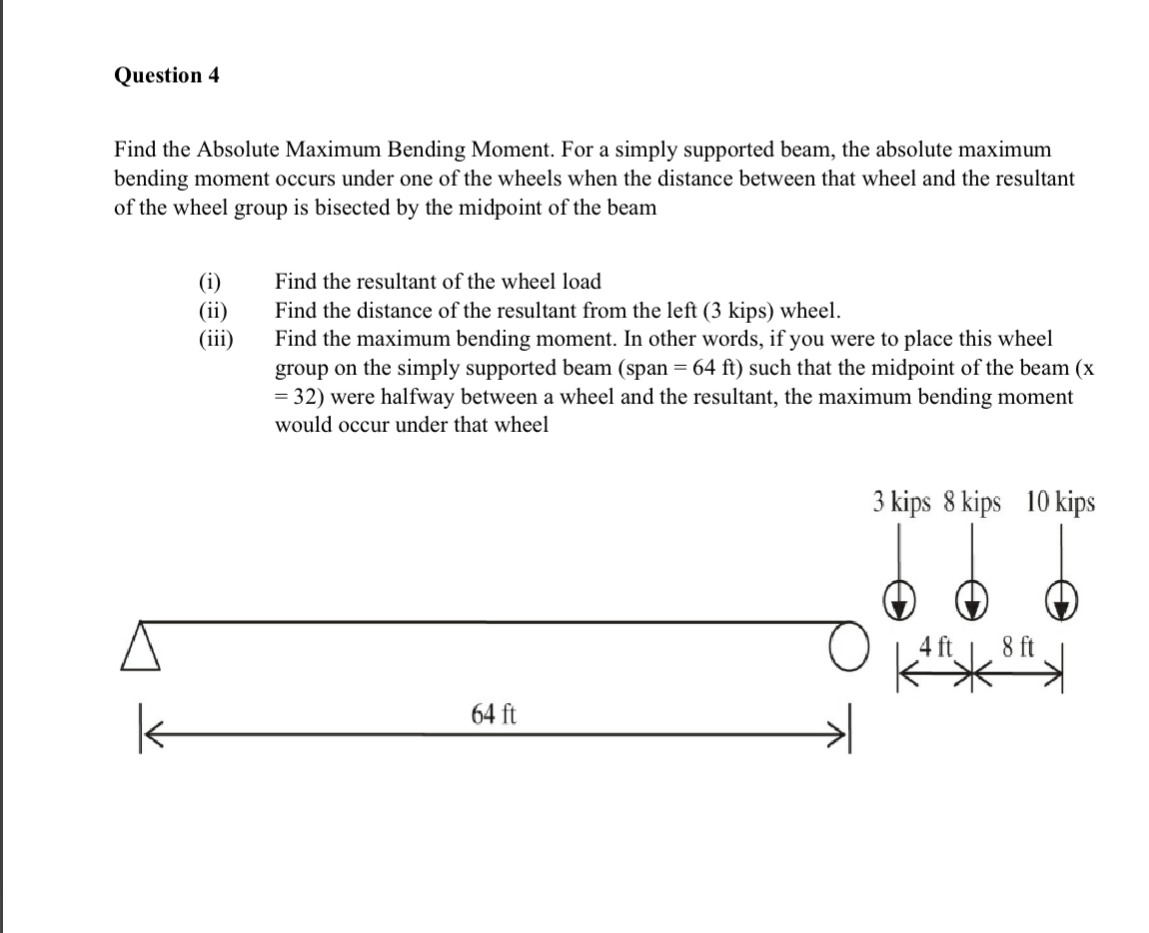 Solved Question 4Find the Absolute Maximum Bending Moment. | Chegg.com