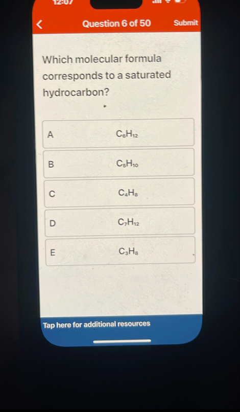 Solved Question 6 ﻿of 50SubmitWhich molecular formula | Chegg.com