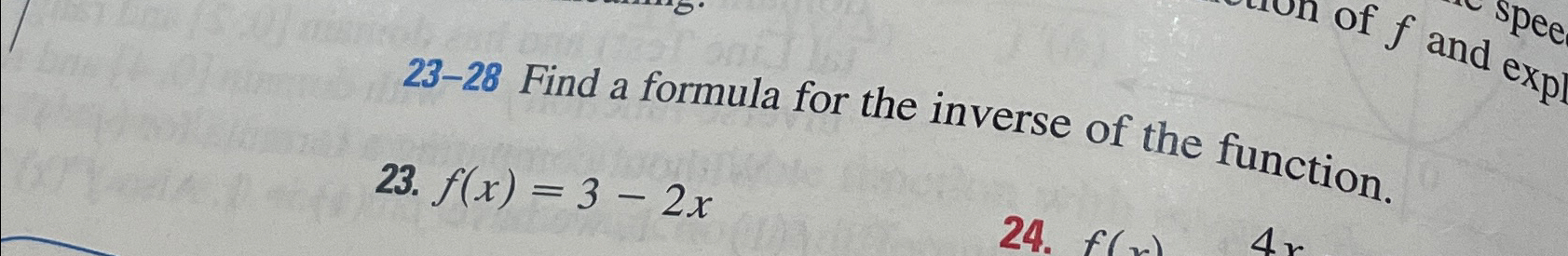 Solved 23-28 ﻿Find a formula for the inverse of the | Chegg.com