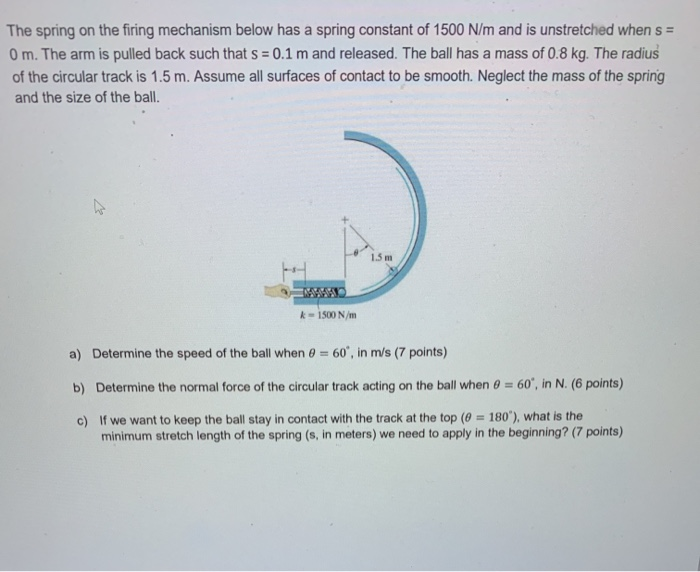 Solved The spring on the firing mechanism below has a spring | Chegg.com