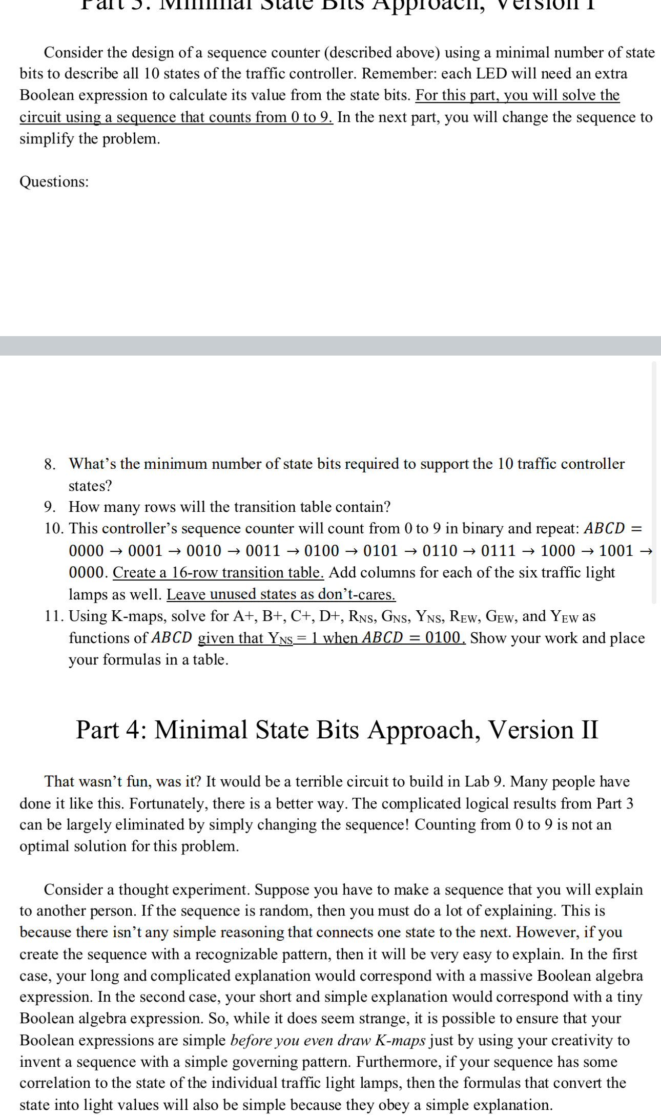 Solved Part 1: Traffic Light Specifications and Design | Chegg.com
