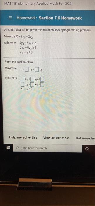 Solved MAT 118 Elementary Applied Math Fall 2021 Homework: | Chegg.com