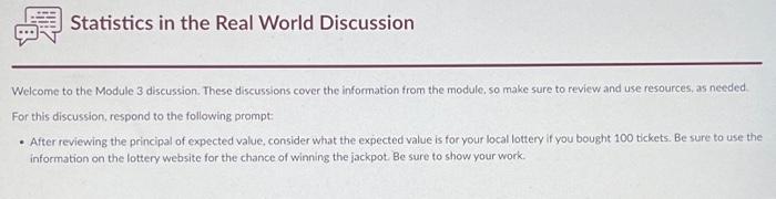 Solved Statistics in the Real World Discussion Welcome to | Chegg.com