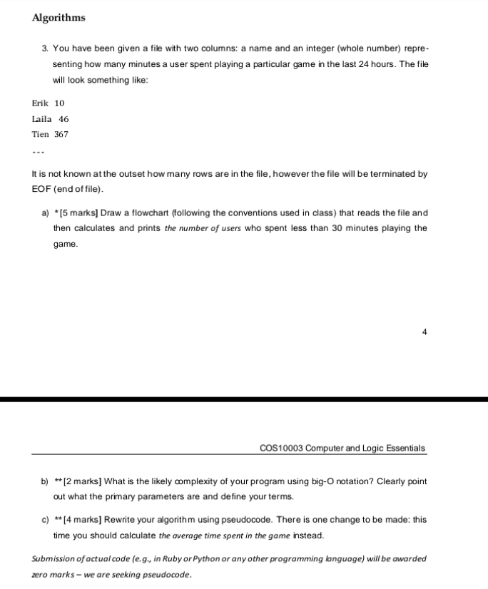 Solved Algorithms 3. You have been given a file with two | Chegg.com