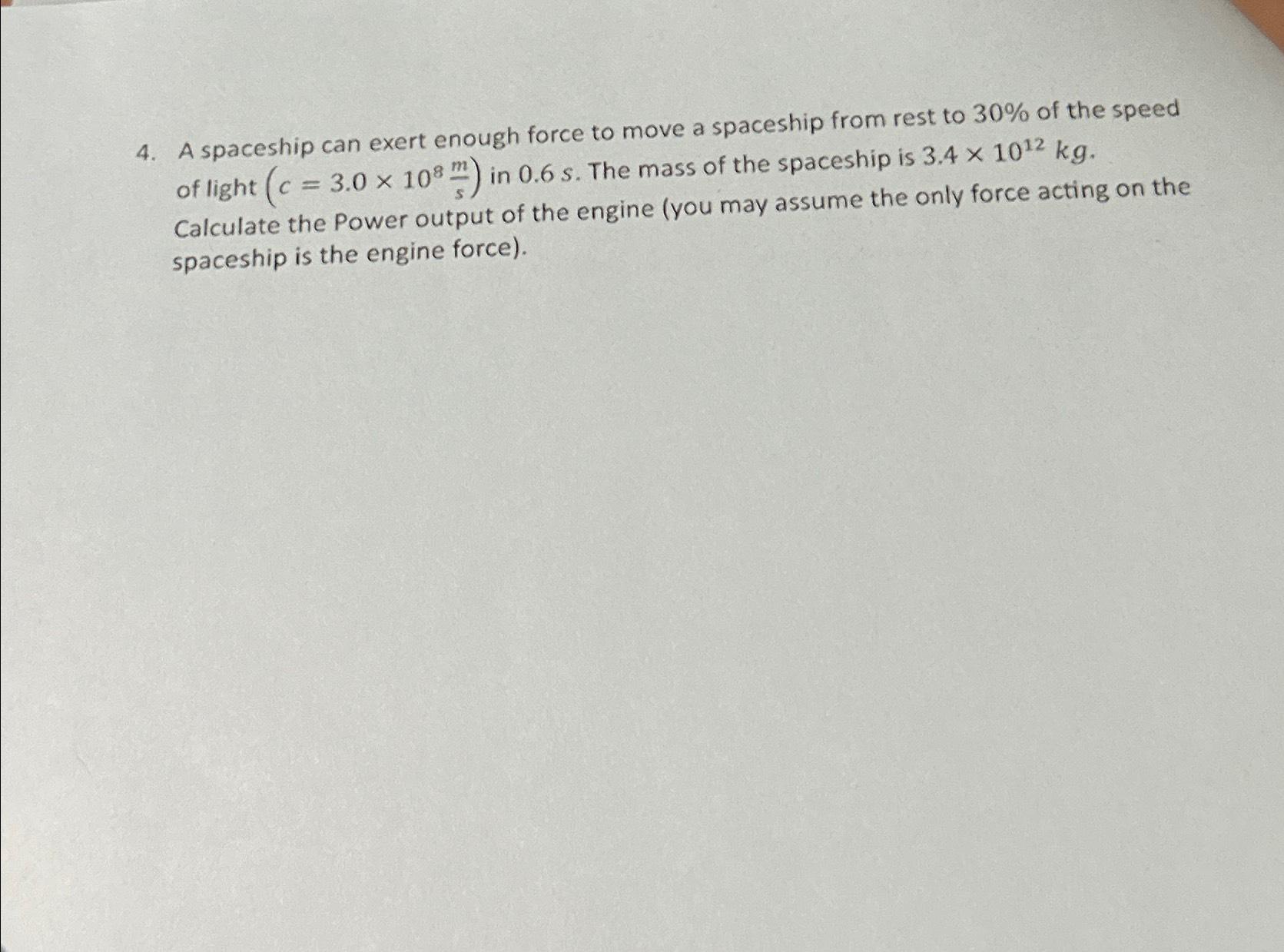 Solved A spaceship can exert enough force to move a | Chegg.com