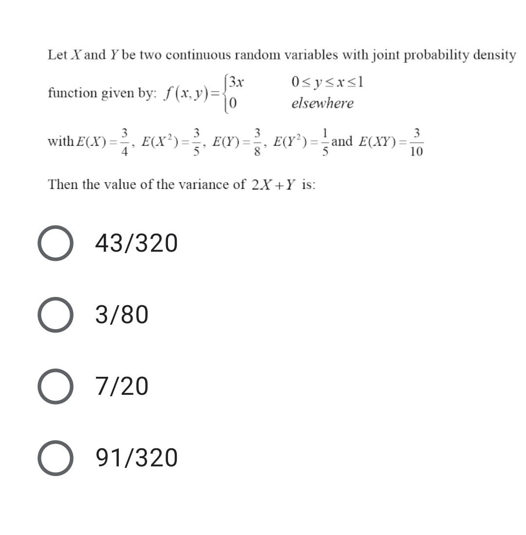Solved Let X and Y be two continuous random variables with | Chegg.com