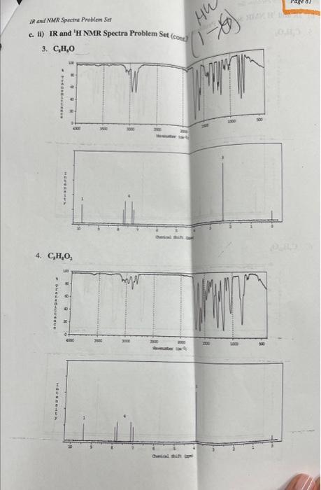 ii) IR and ' H NMR Spectra Problem Set 1. C3H2O 2. | Chegg.com