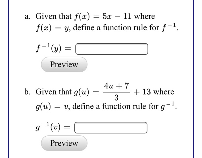 Solved a. Given that f(x) = 5x – 11 where f(x) = y, define a | Chegg.com