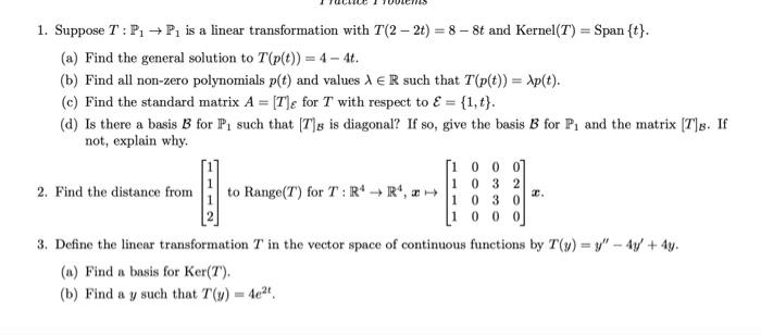 1. Suppose T:P1→P1 is a linear transformation with | Chegg.com