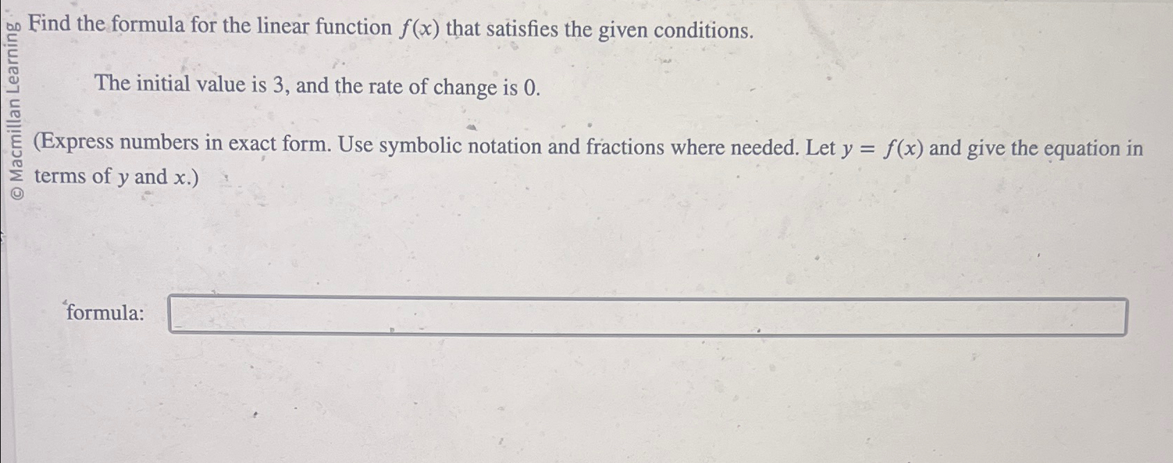 Solved Find the formula for the linear function f(x) ﻿that | Chegg.com