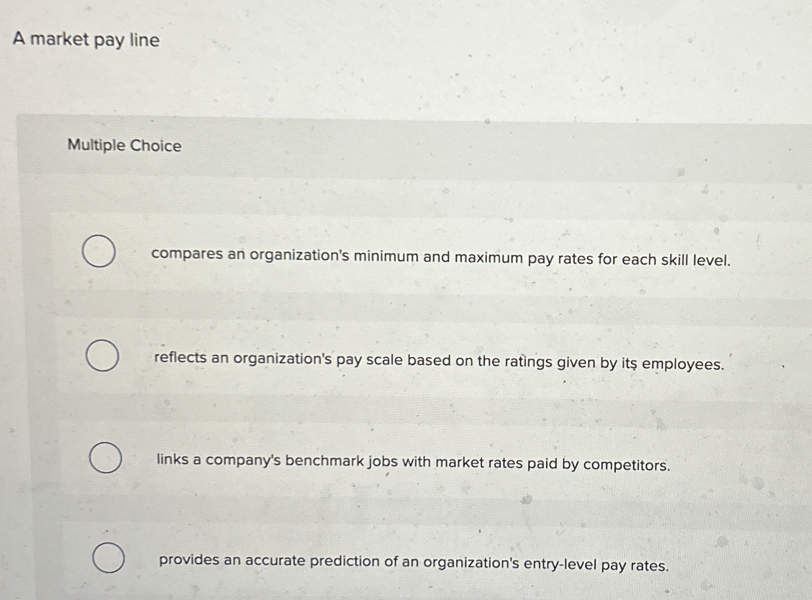 Solved A market pay lineMultiple Choice ﻿compares an | Chegg.com