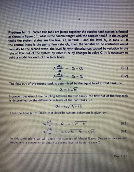 Problem Nr. 1 When two tank are joined together the | Chegg.com