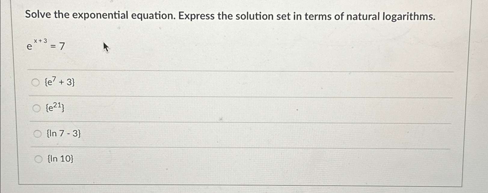 Solved Solve the exponential equation. Express the solution | Chegg.com