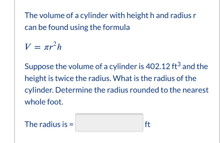 Solved The volume of a cylinder with heighth and radius can | Chegg.com