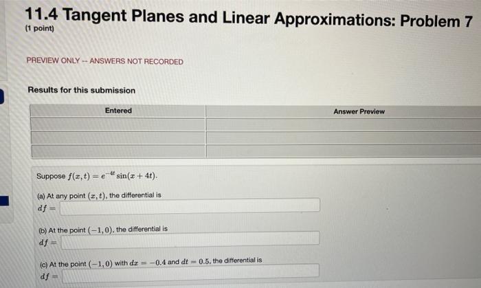 Solved 11 4 Tangent Planes And Linear Approximations