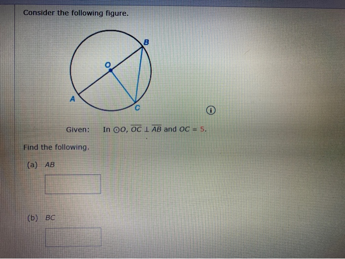 Solved Consider the following figure. Given: In oo, OC 1 AB | Chegg.com