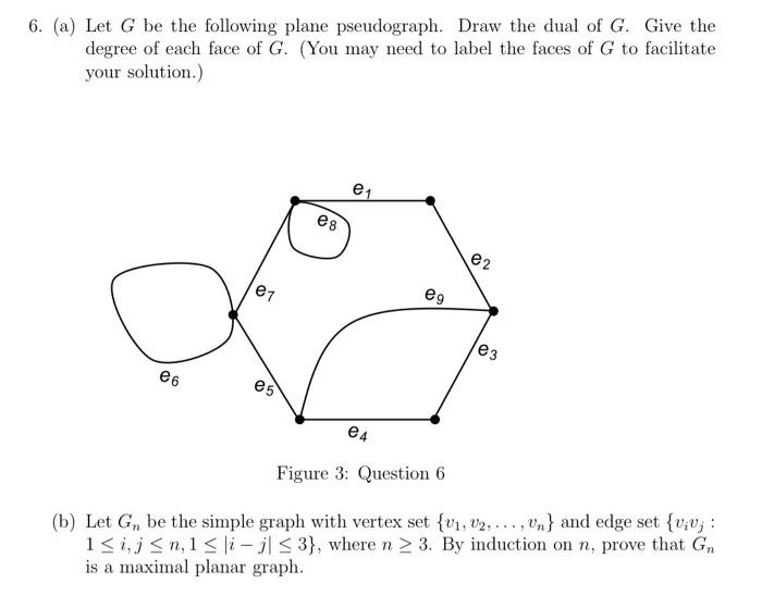 Solved 6. (a) Let G be the following plane pseudograph. Draw | Chegg.com