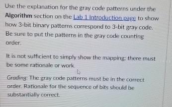 Solved Use the explanation for the gray code patterns under | Chegg.com