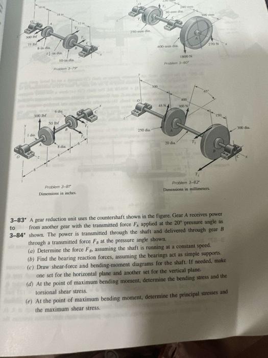 Solved 3-83. A gear reduction unit uses the countershaft | Chegg.com