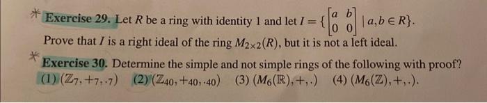 Exercise 29. Let R be a ring with identity 1 and let | Chegg.com