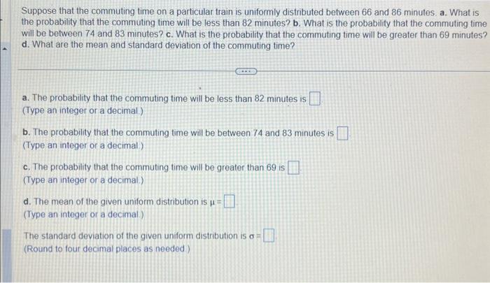 Solved Suppose that the commuting time on a particular train | Chegg.com