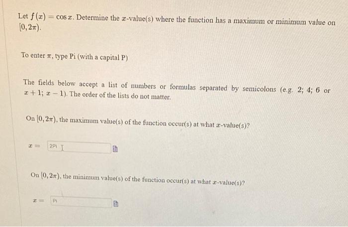 Solved Let f(x) = cos . Determine the x-value(s) where the | Chegg.com