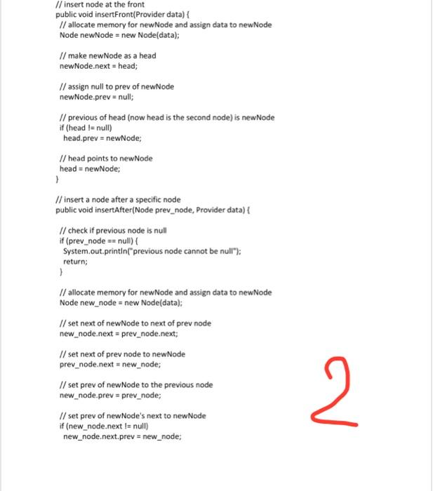 Solved Code: class Provider \{ int ID; String name; String | Chegg.com