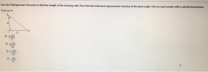 Solved Use the Pythagorean Theorem to find the length of the | Chegg.com