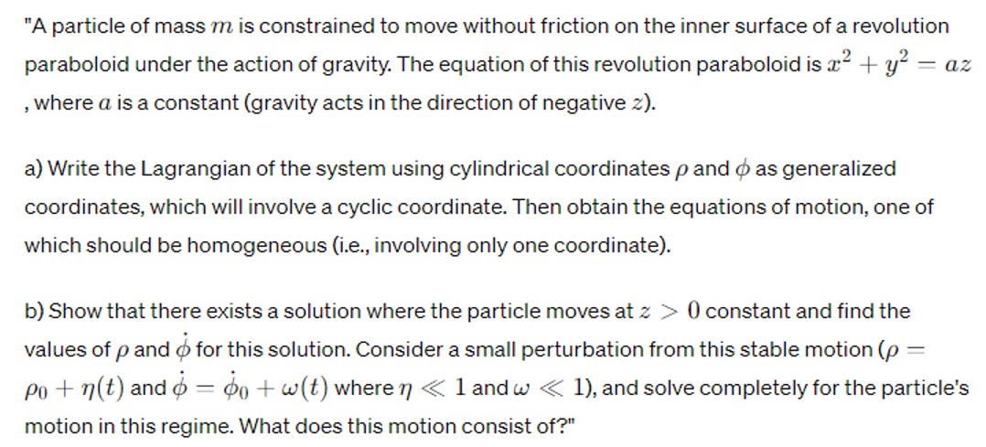 Solved "A particle of mass m ﻿is constrained to move without | Chegg.com