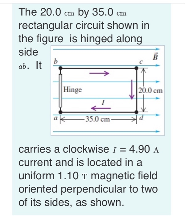 Solved The 20.0 cm by 35.0 cm rectangular circuit shown in | Chegg.com