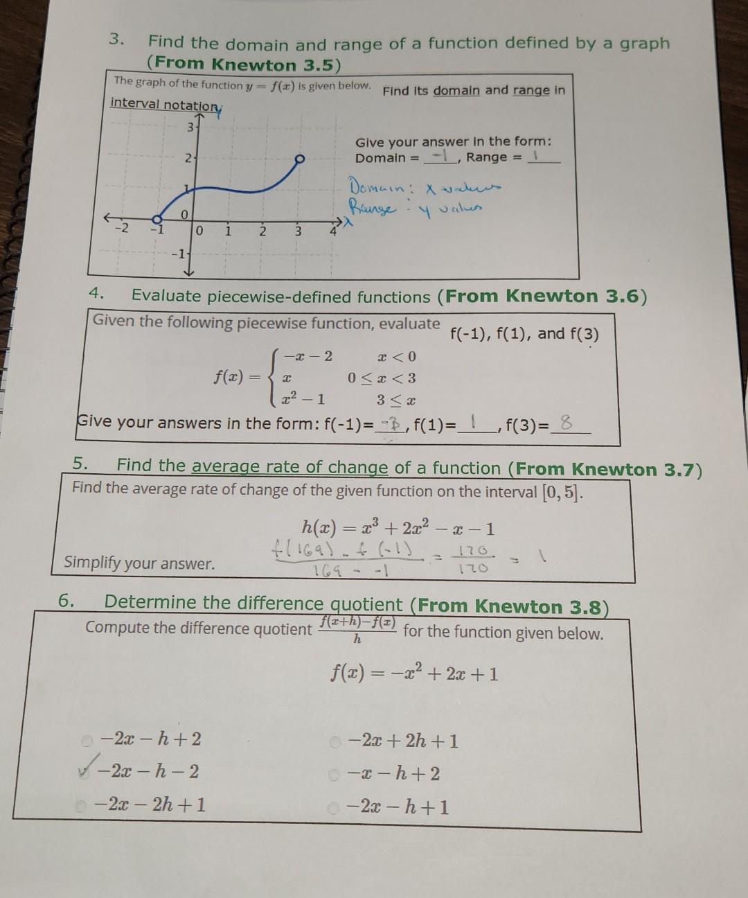 Solved MTH 127 - Online Class - Review for Exam 2 (Knewton | Chegg.com