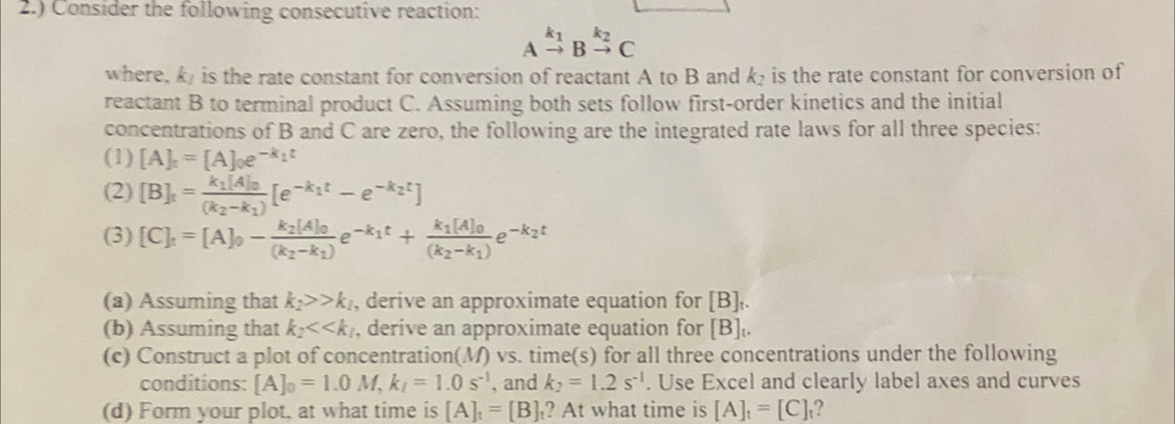 Solved 2.) ﻿Consider the following consecutive | Chegg.com