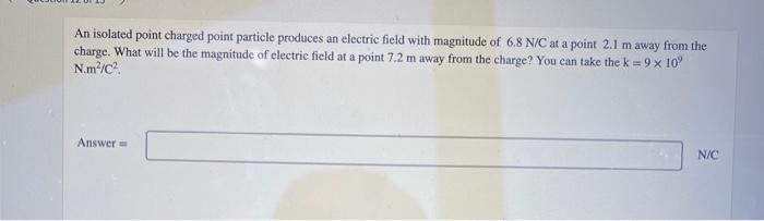 Solved An isolated point charged point particle produces an | Chegg.com