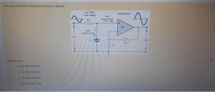 Solved The roll-off at the circuit as shown is about: Low | Chegg.com