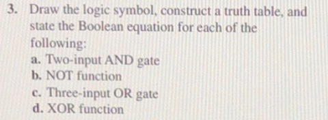 Solved 3. Draw the logic symbol, construct a truth table, | Chegg.com