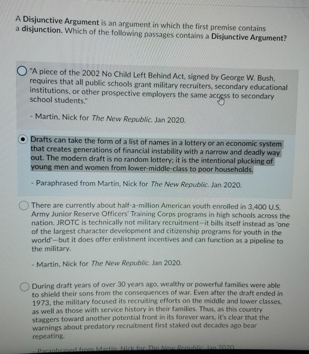 Solved A Disjunctive Argument is an argument in which the | Chegg.com