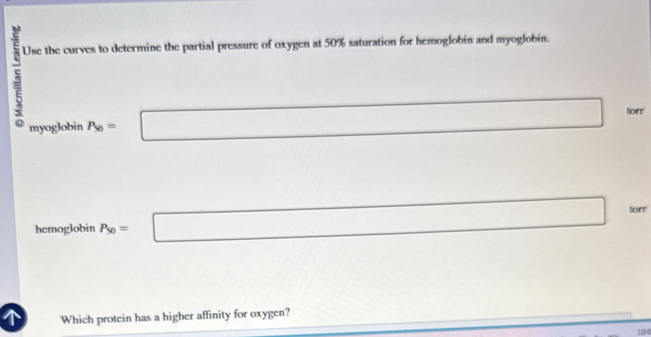 Solved myoglobin P50= ﻿torthemoglobin P50= tortWhich | Chegg.com