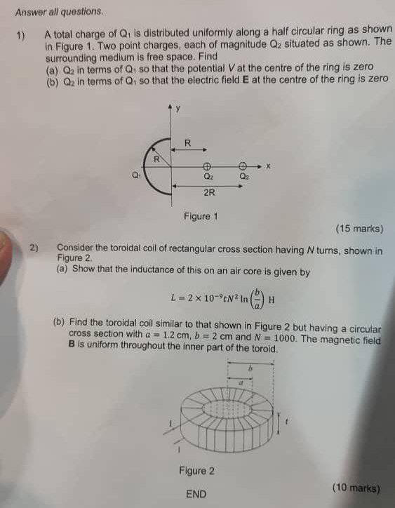 Solved Answer all questions.A total charge of Q1 ﻿is | Chegg.com