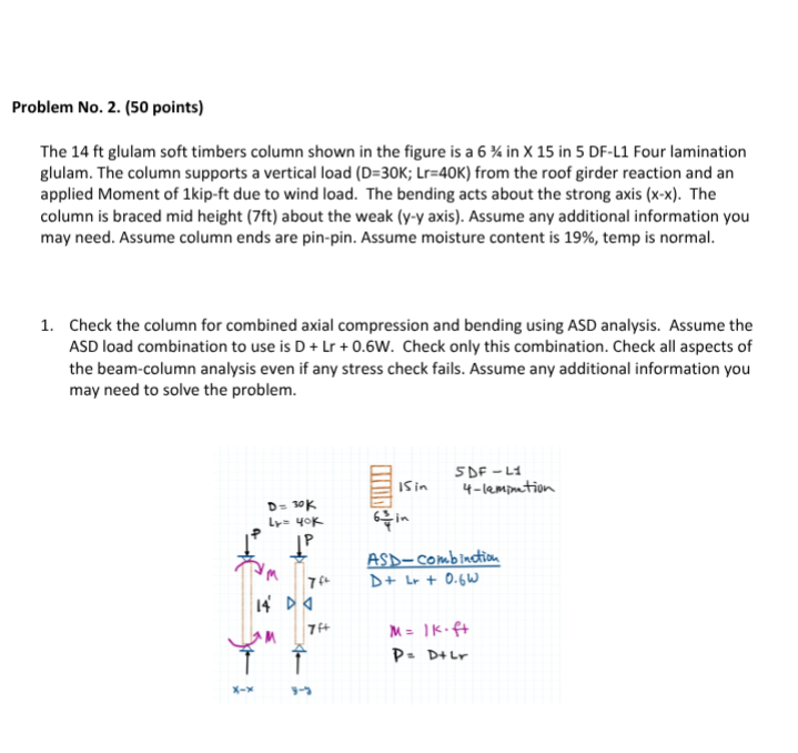 The 14 ﻿ft glulam soft timbers column shown in the | Chegg.com