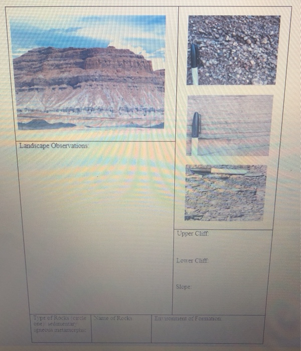 Solved Landscape Observations: Upper Cliff Lower Clift Slope | Chegg.com