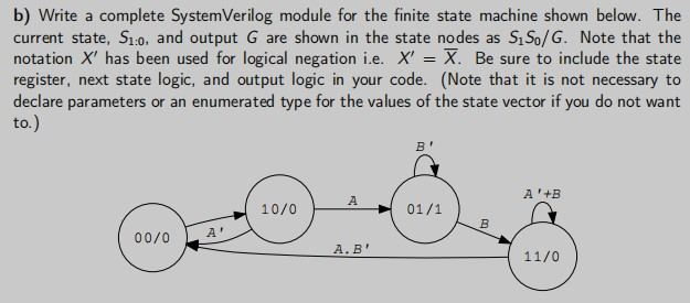 Solved b) Write a complete System Verilog module for the | Chegg.com