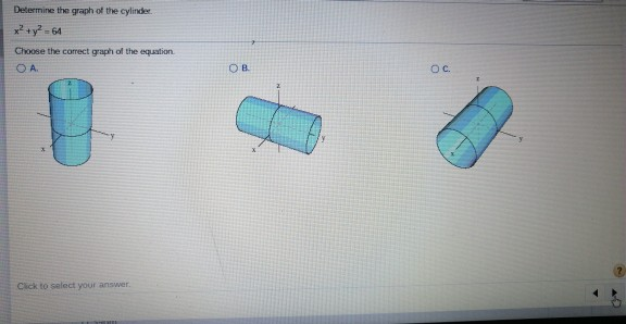 Solved Determine the graph of the cylinder x² + y²-61 Choose | Chegg.com