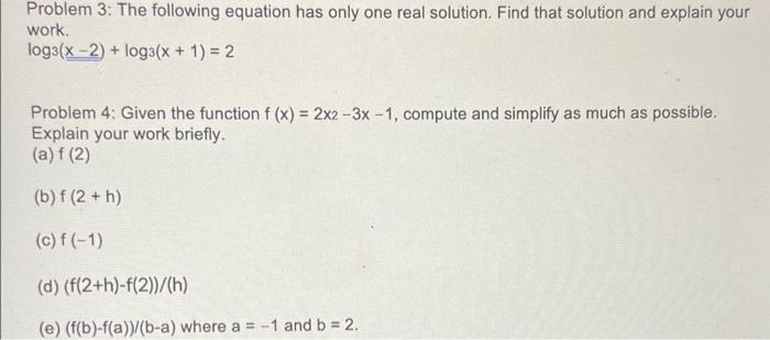 Solved Problem 3: The Following Equation Has Only One Real 