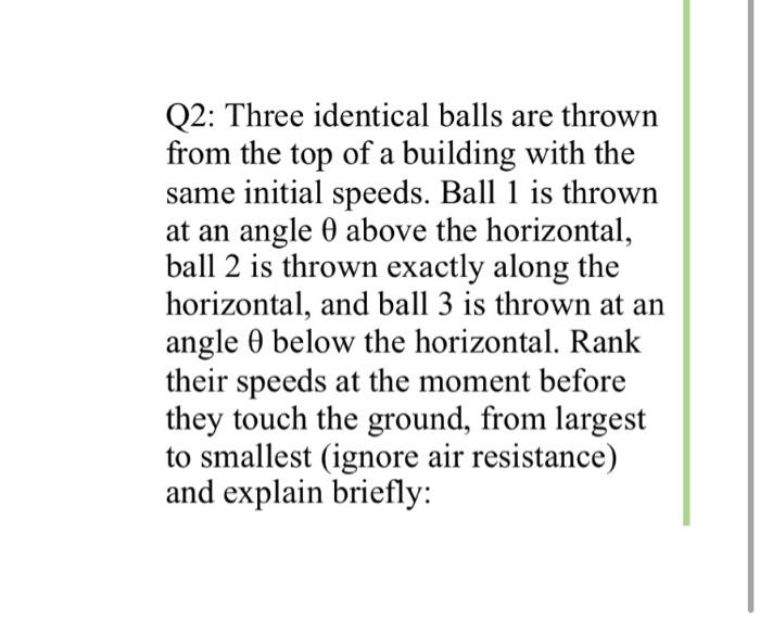 Solved Q2: Three identical balls are thrown from the top of | Chegg.com