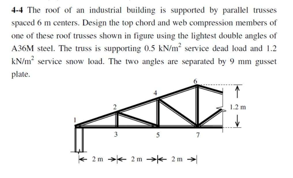 Solved 4-4 The roof of an industrial building is supported | Chegg.com