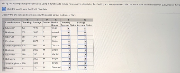 Solved Modify the accompanying credit risk data using IF | Chegg.com