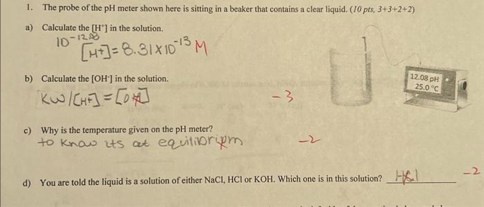 Solved 1. The probe of the pH meter shown here is sitting in | Chegg.com