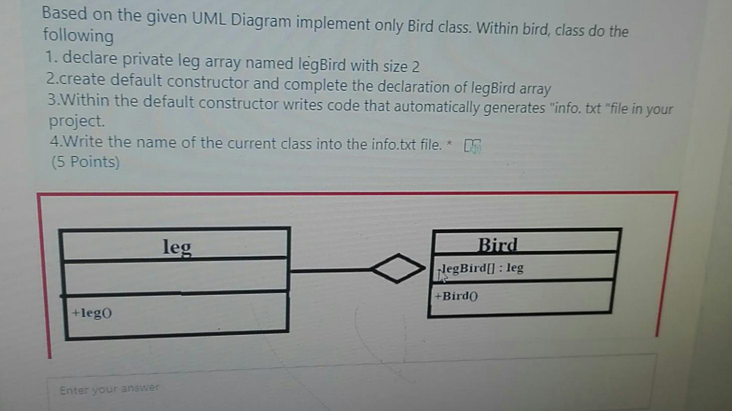 Solved Based on the given UML Diagram implement only Bird | Chegg.com