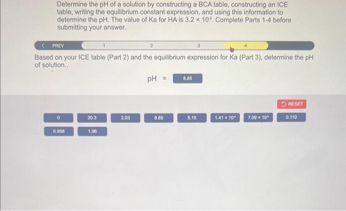 Solved Determine the pH of a solution by constructing a BCA | Chegg.com