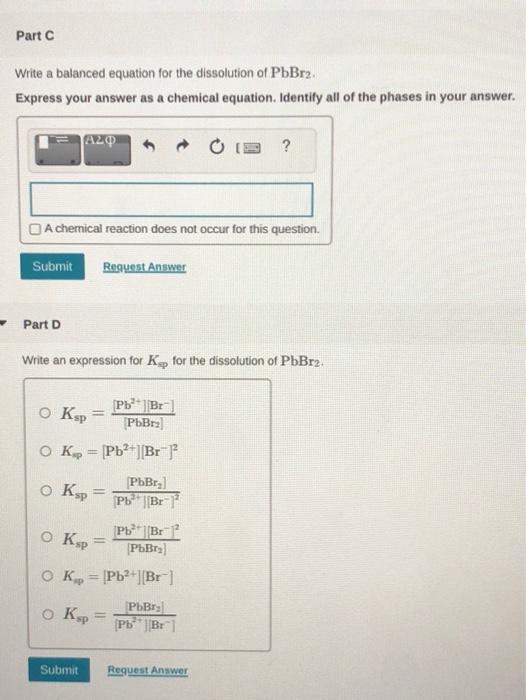 Solved Part Write a balanced equation for the dissolution of | Chegg.com